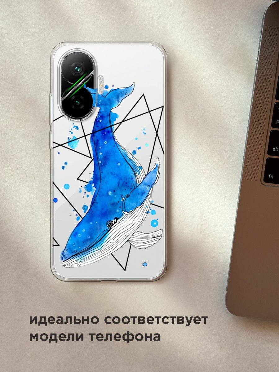 Чехол на Poco F7 / Поко F7 с принтом "Кит графика", прозрачный — фото 1