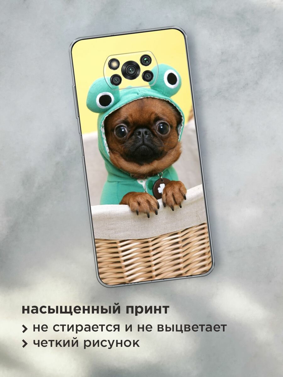 Чехол на Xiaomi Poco X3/X3 Pro / Поко X3/X3 Pro с принтом "Собачка в шапке лягушки" — фото 1