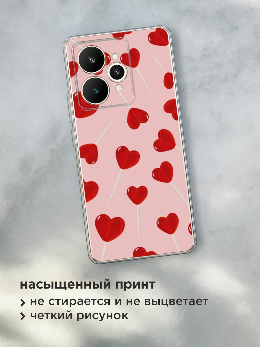 Чехол на Realme 15 / Реалми 15 с принтом "Сердечки-леденцы 1 - 14 февраля" — фото 1