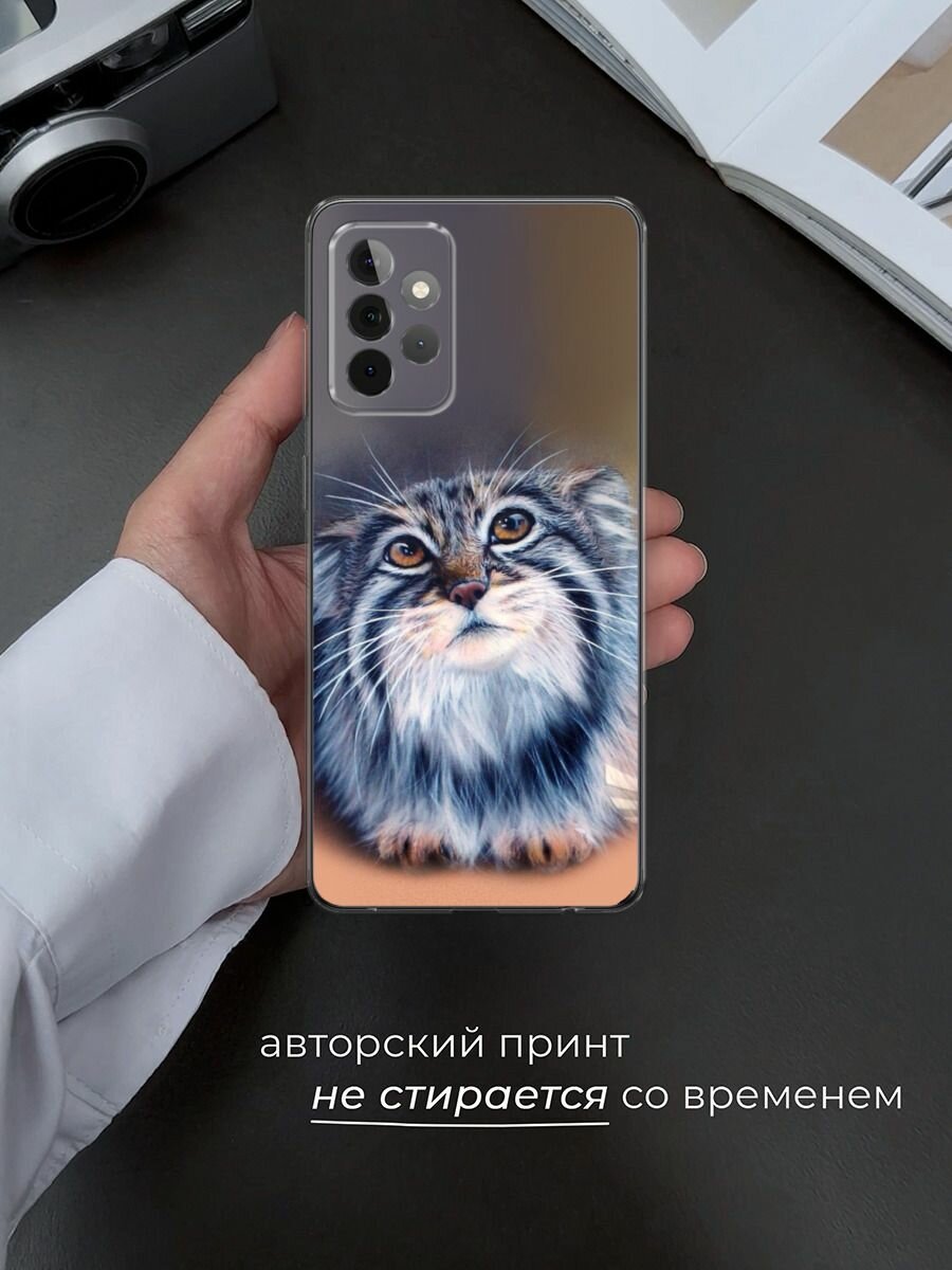 Чехол на Samsung Galaxy A72 / Самсунг Галакси А72 с принтом "Кот манул 2" — фото 1