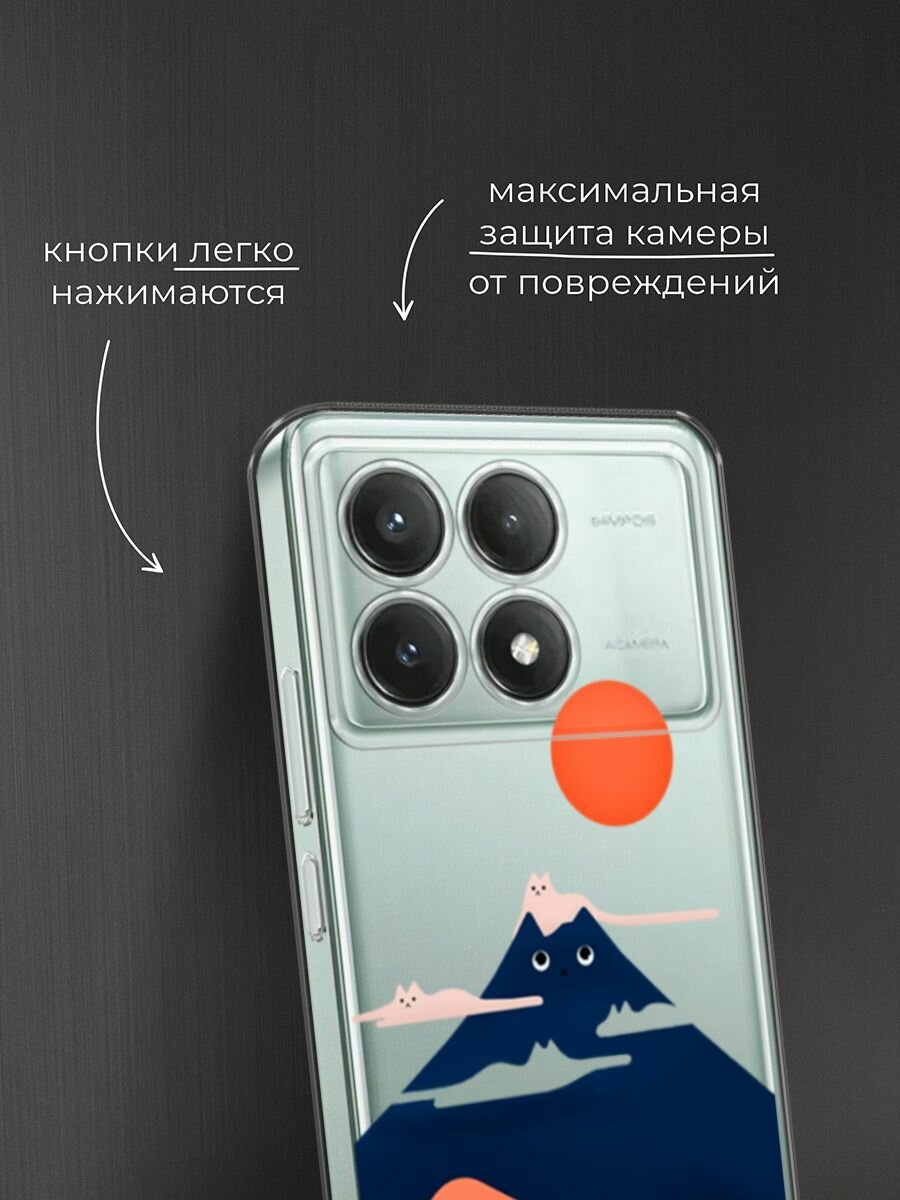 Чехол на Xiaomi Poco X6 PRO 5G / Поко X6 Про 5G с принтом "Кот-гора", прозрачный — фото 1