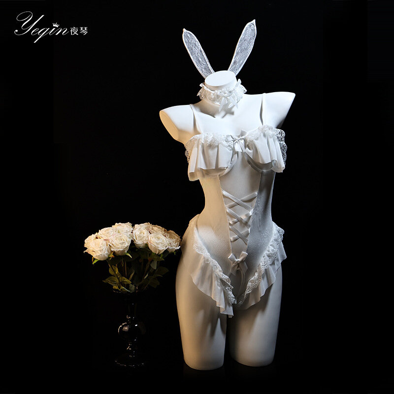 Нижнее белье Bunny Girl, соблазнительная форма, открытый промежность, несъемный облегающий боди для косплея, маленькая грудь, сексуальный пояс для живота, женское 7599