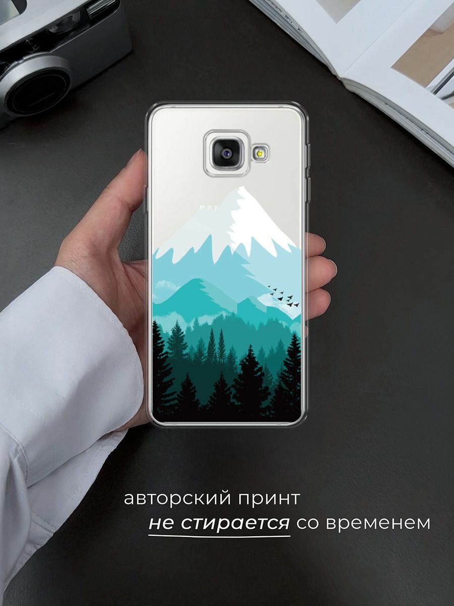 Чехол на Samsung Galaxy A3 2016 / Самсунг Галакси А3 2016 с принтом "Синяя снежная гора", прозрачный — фото 1