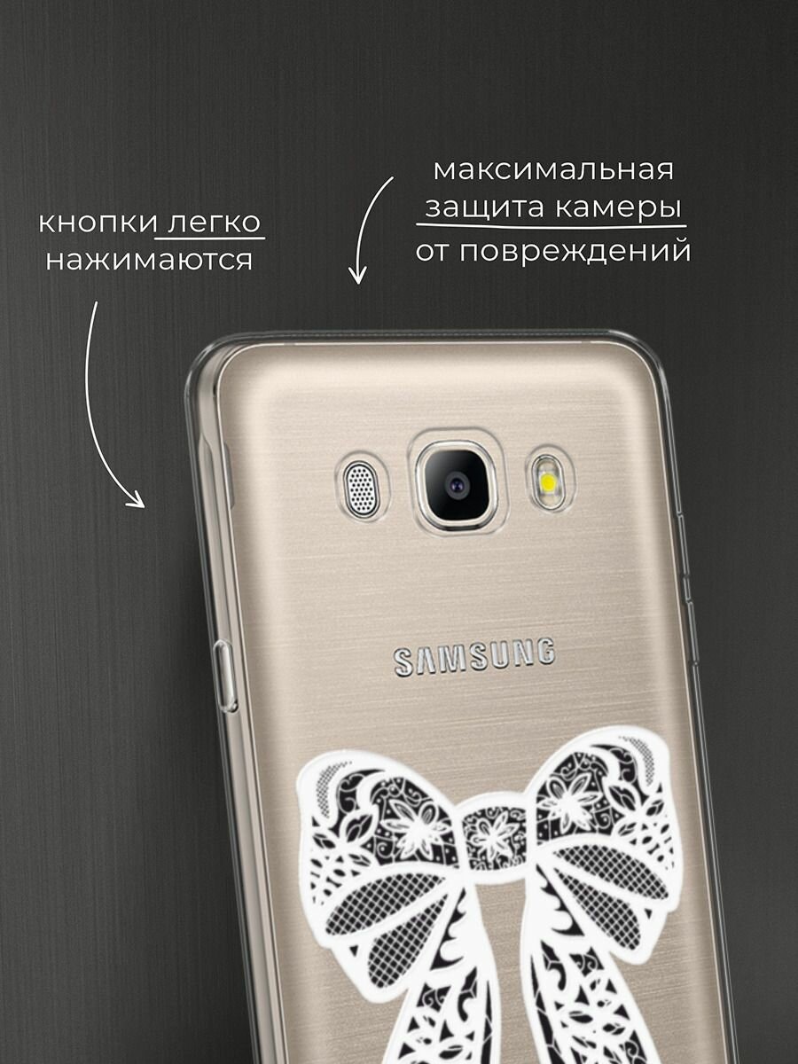Чехол на Samsung Galaxy J5 2016 / Самсунг Галакси Джей 5 2016 с принтом "Черно-белый бант 2" — фото 1