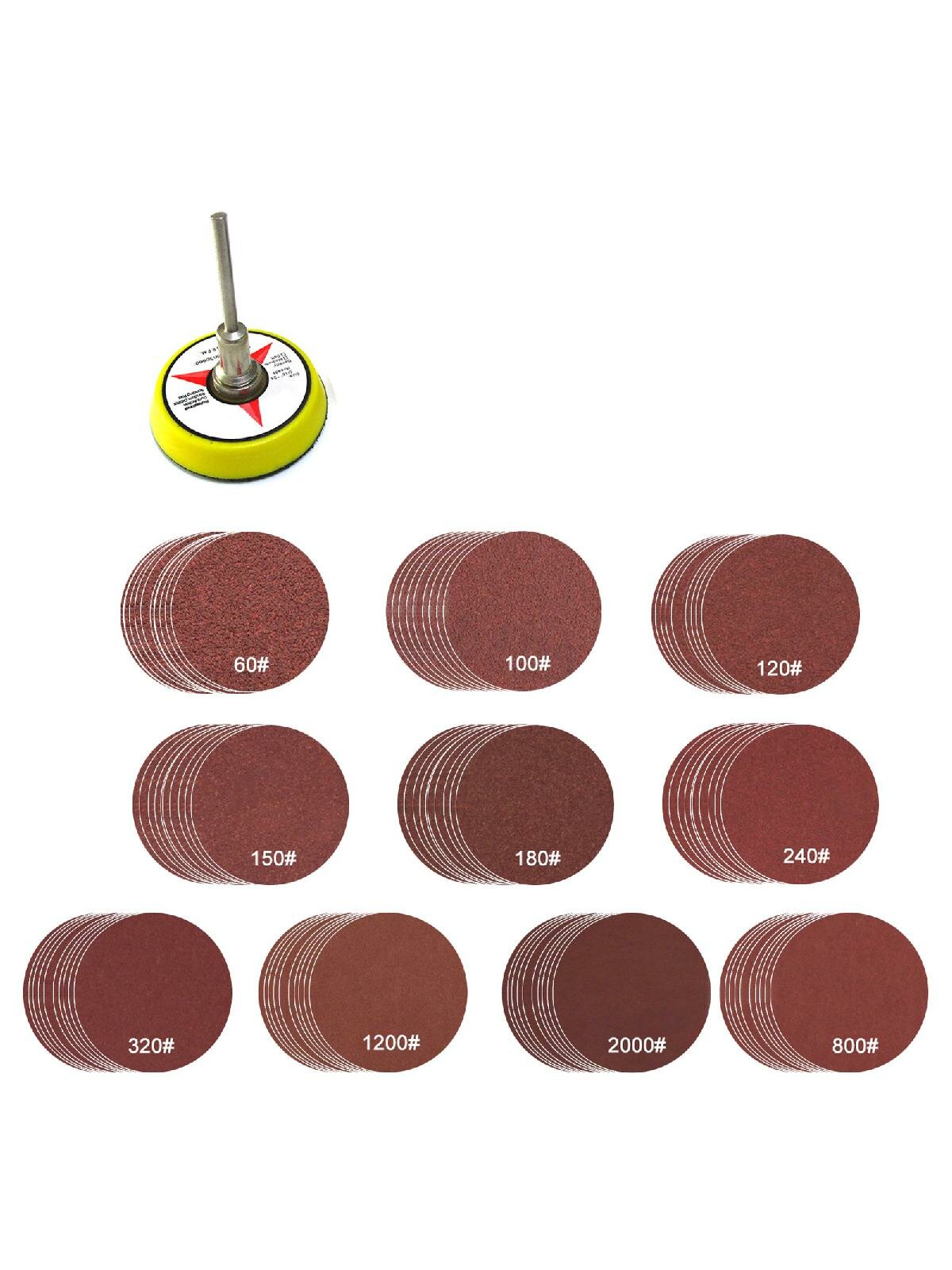 52 / 102 шт 2-дюймовые шлифовальные диски 60-2000 гр. Крюк-петля Наждачная бумага Круглая