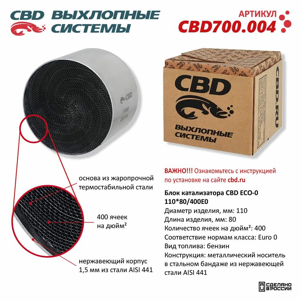 Блок катализатора CBD ECO-0 110*80/400Е0. CBD700.004