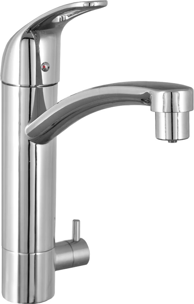 Смеситель для кухни Wisent W4298 с краном для питьевой воды, с поворотным изливом, хром, глянцевый, однорычажный, нержавеющая сталь, с керамическим картриджем
