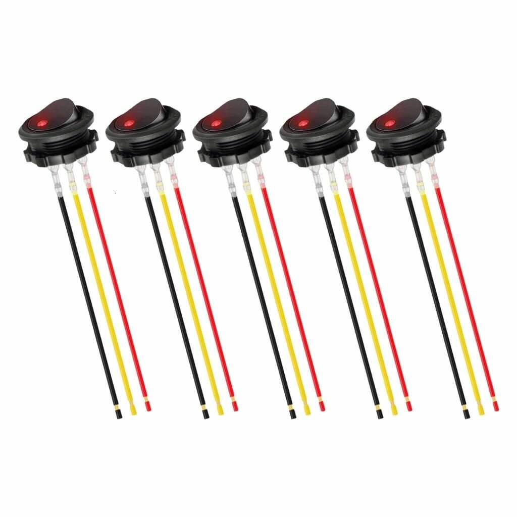12V 20A круглые переключатели с LED для авто, красный