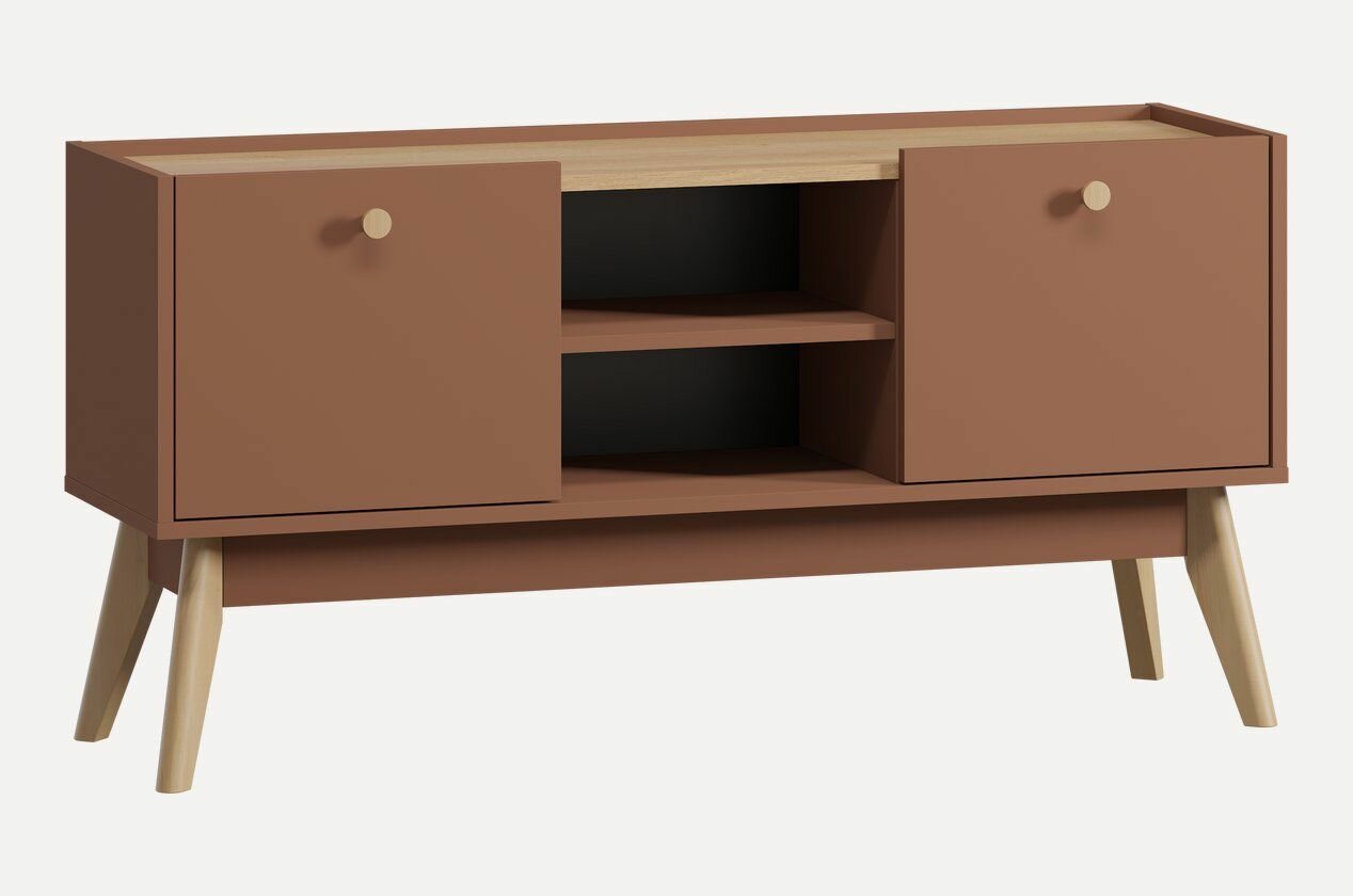 Тумба под телевизор напольная Divan.ru Торвалль-1 Терракотовый, ЛДСП, 120х35х61 см, оранжевая