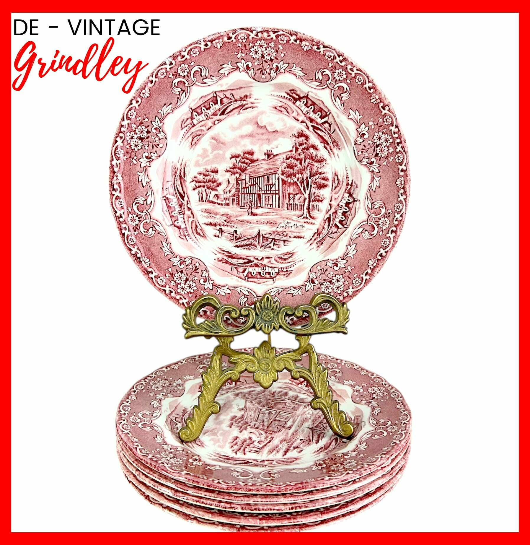 Пирожковые тарелки Grindley, English Country Inns, винтаж. Англия