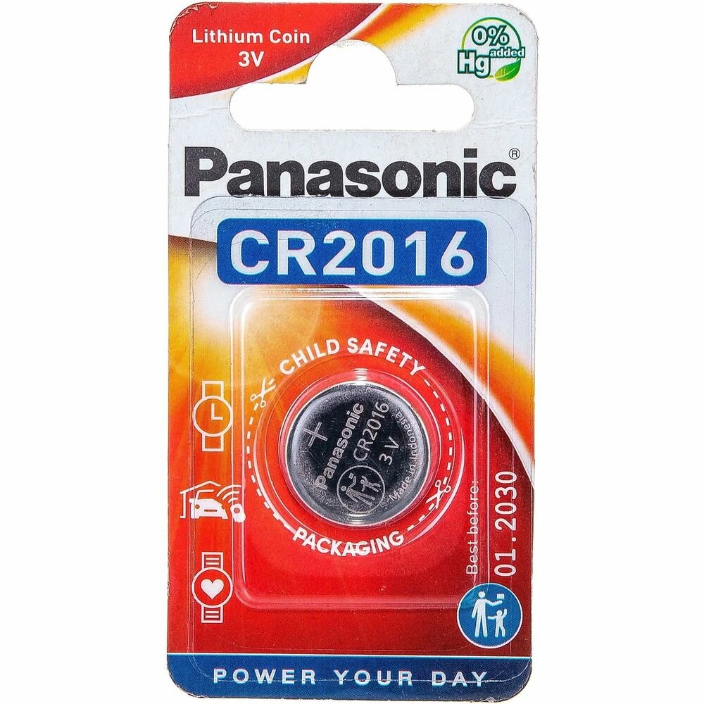 Дисковая литиевая батарейка CR2016 3В бл/1 Panasonic 5019068085114