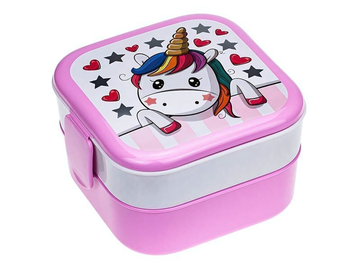 Контейнер для обеда 2 по 0,4л Единорог, пластиковый, яркий дизайн