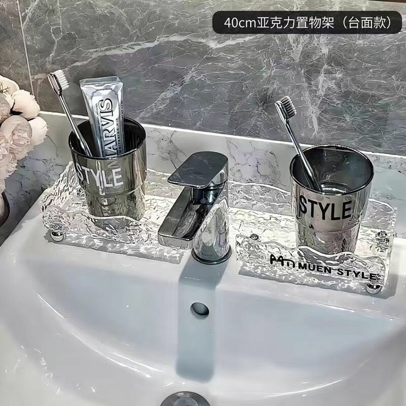 Зеркало для ванной без сверления, передняя полка для хранения, настенная полка для дренажа, раковина для ванной, полка для хранения крана