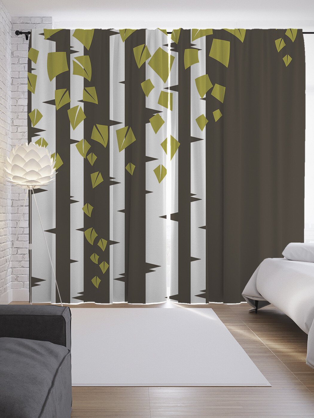 Фотошторы в спальню "Березовая роща", 2 полотна шириной по 145 см, высота 265 см, JoyArty