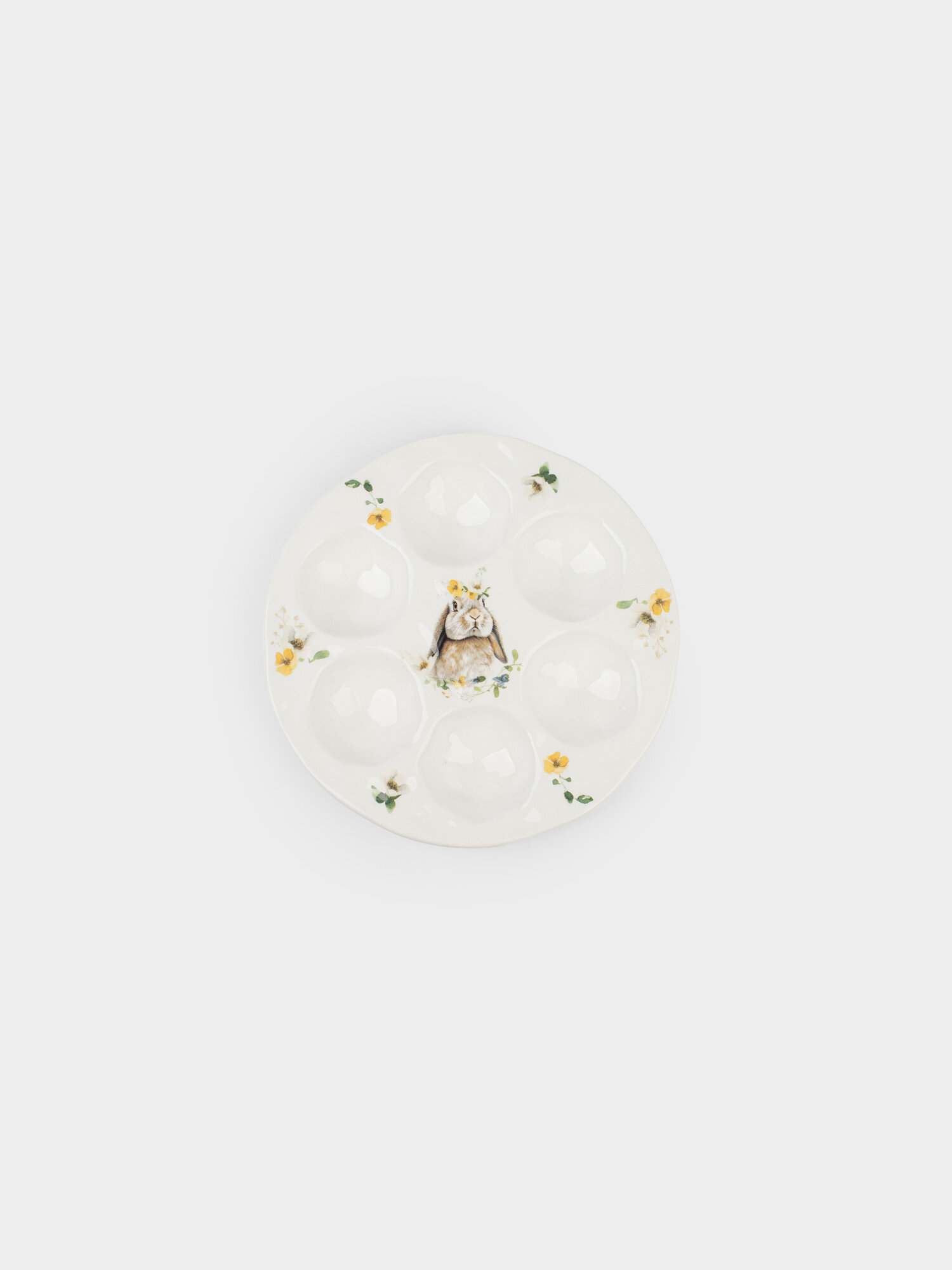 Блюдо пасхальное, 18 см, 6 отд, керамика D, белое, Кролик с цветами, Natural Easter, Kuchenland