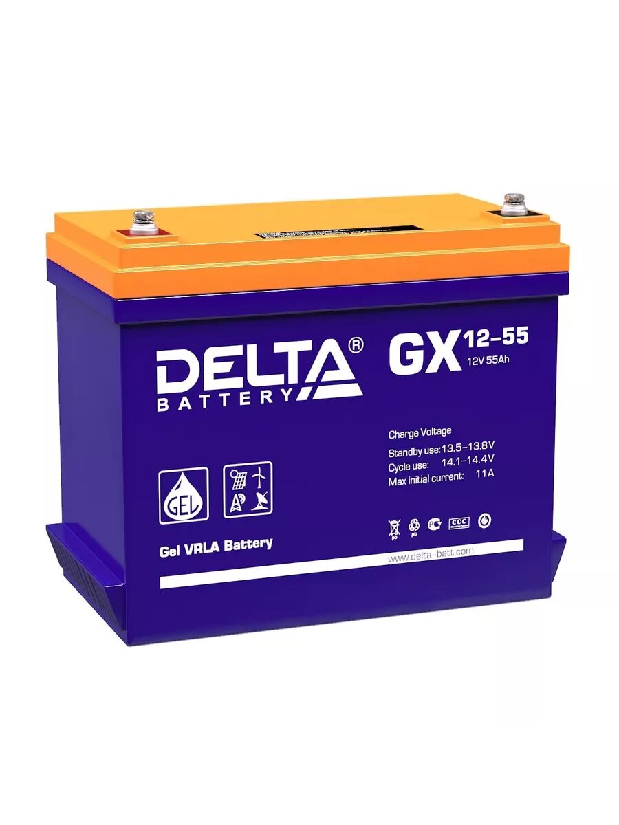 Аккумулятор DELTA GX 12-55 12V 55Ач А 238x130x210 прям. пол.