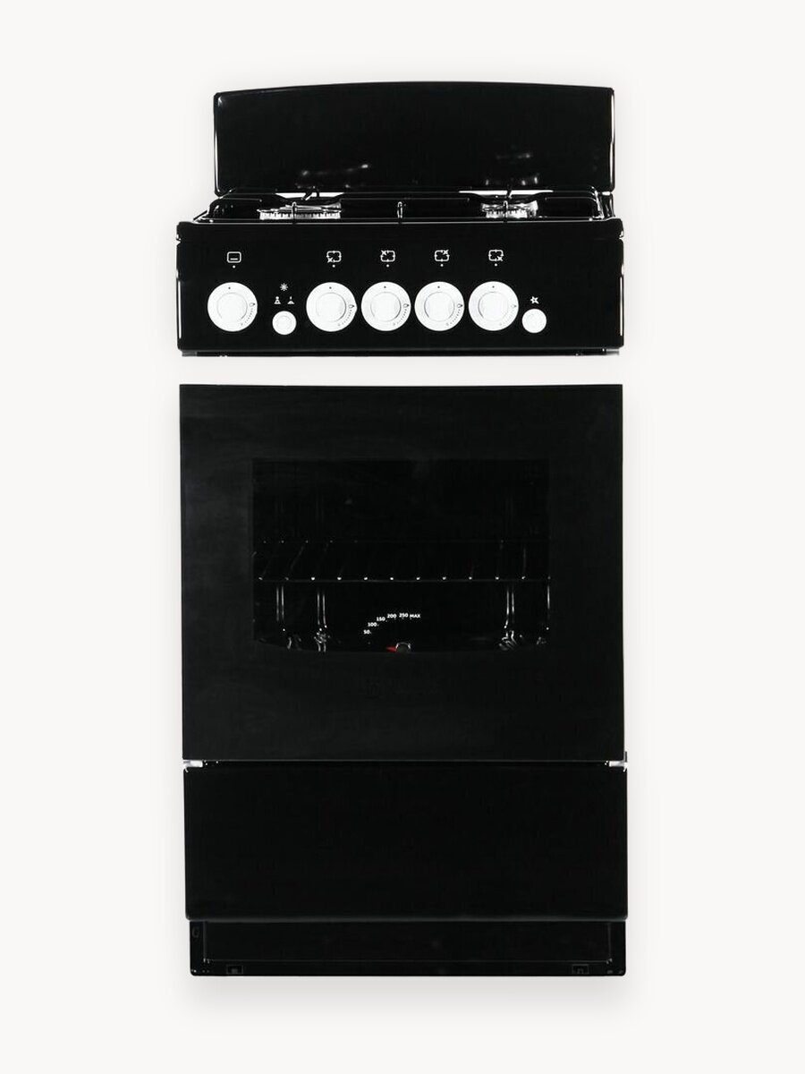 Газовая плита De luxe 5040.36 г щ 50 см, 43 л, 4 конфорки, черный