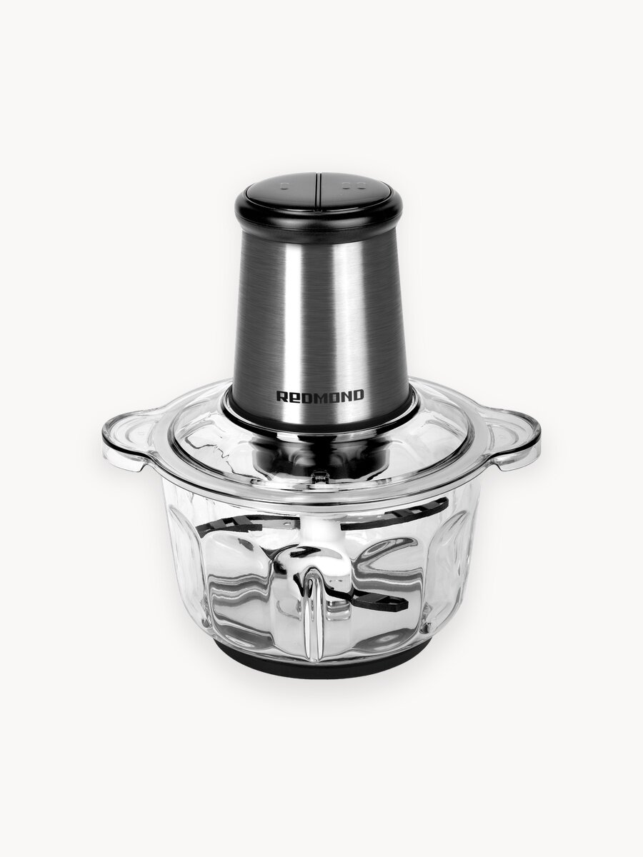 Измельчитель кухонный электрический REDMOND RCR-3824, стеклянная чаша 2л, корпус из нержавеющей стали, 2 скорости, 650Вт