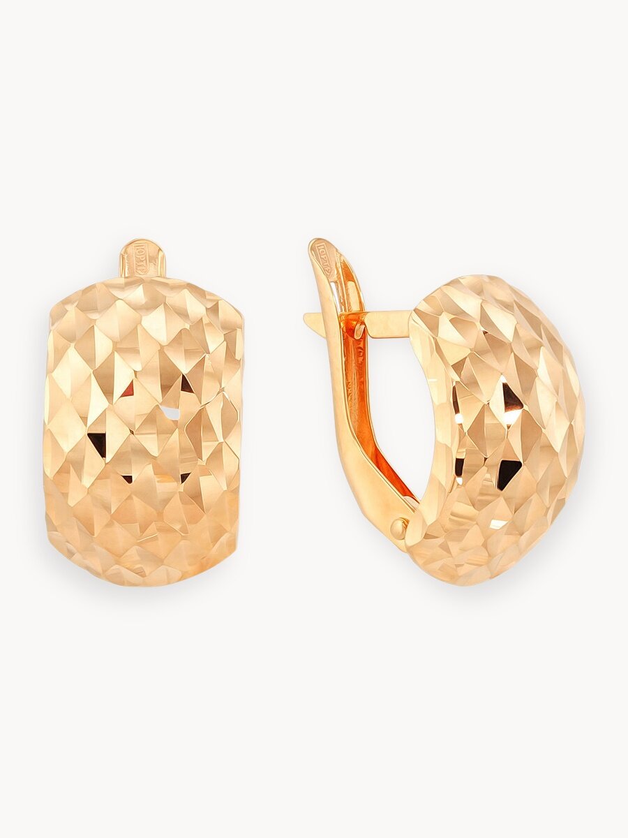 Серьги двусторонние, красное золото, 585 проба
