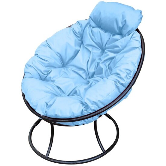 Садовое кресло M-group Папасан мини без ротанга черное + голубая подушка