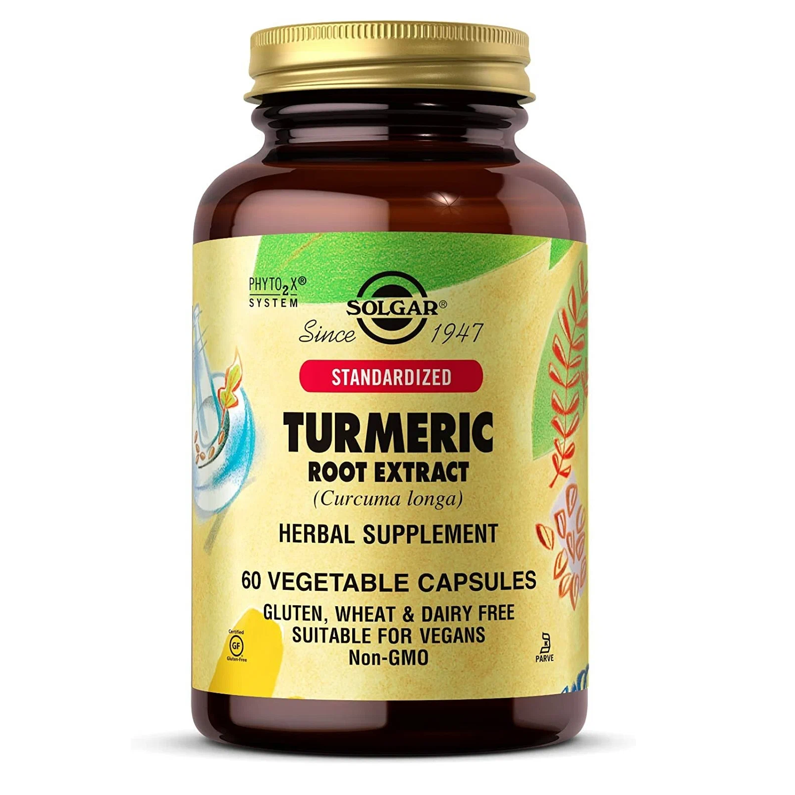 Куркума 400 мг, Solgar, Curcuma, в капсулах, 60 капсул, антиоксидант