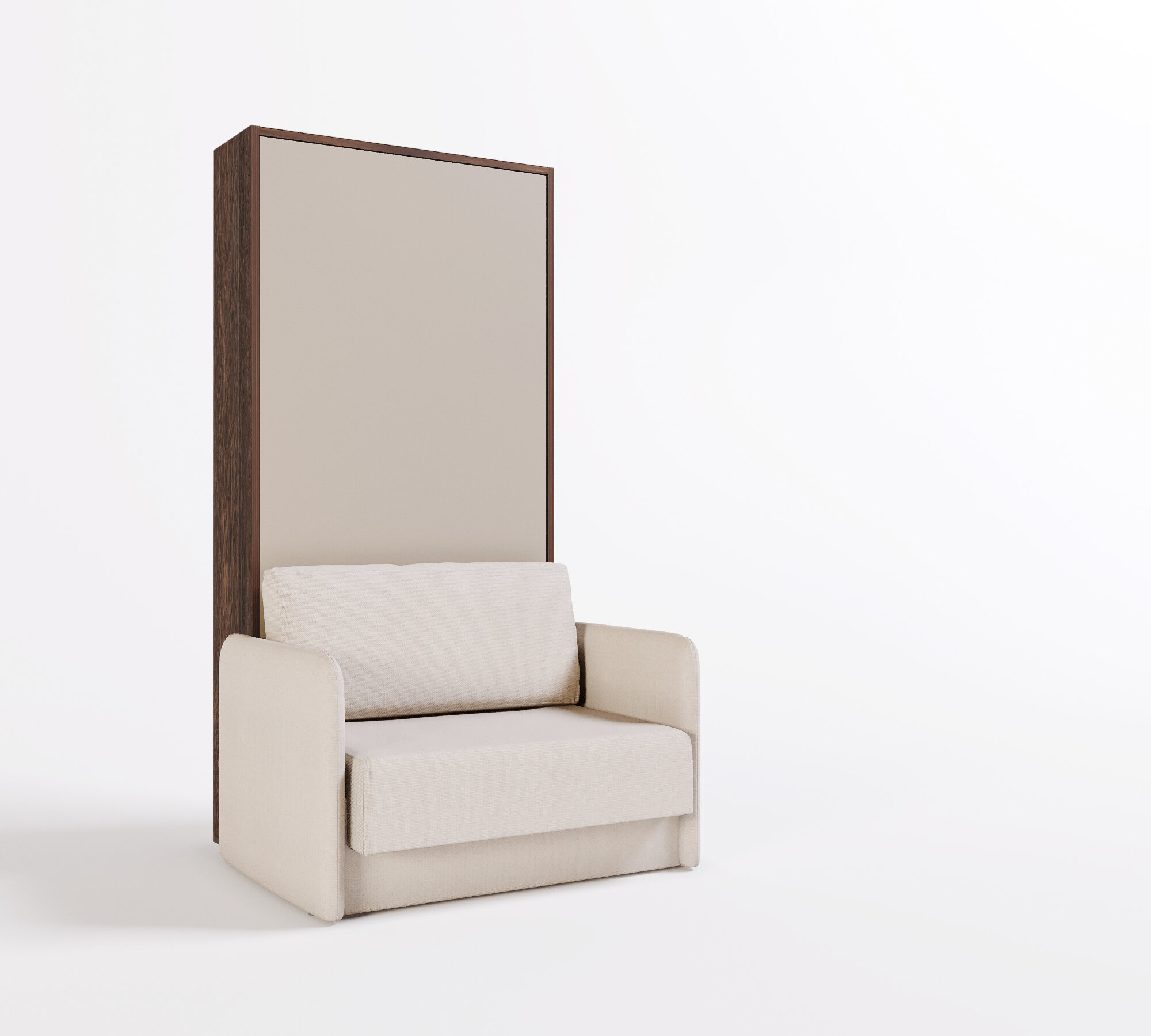 Шкаф кровать-трансформер с диваном Летто Пуф 900 с узкими подлокотниками и нижней планкой Космо