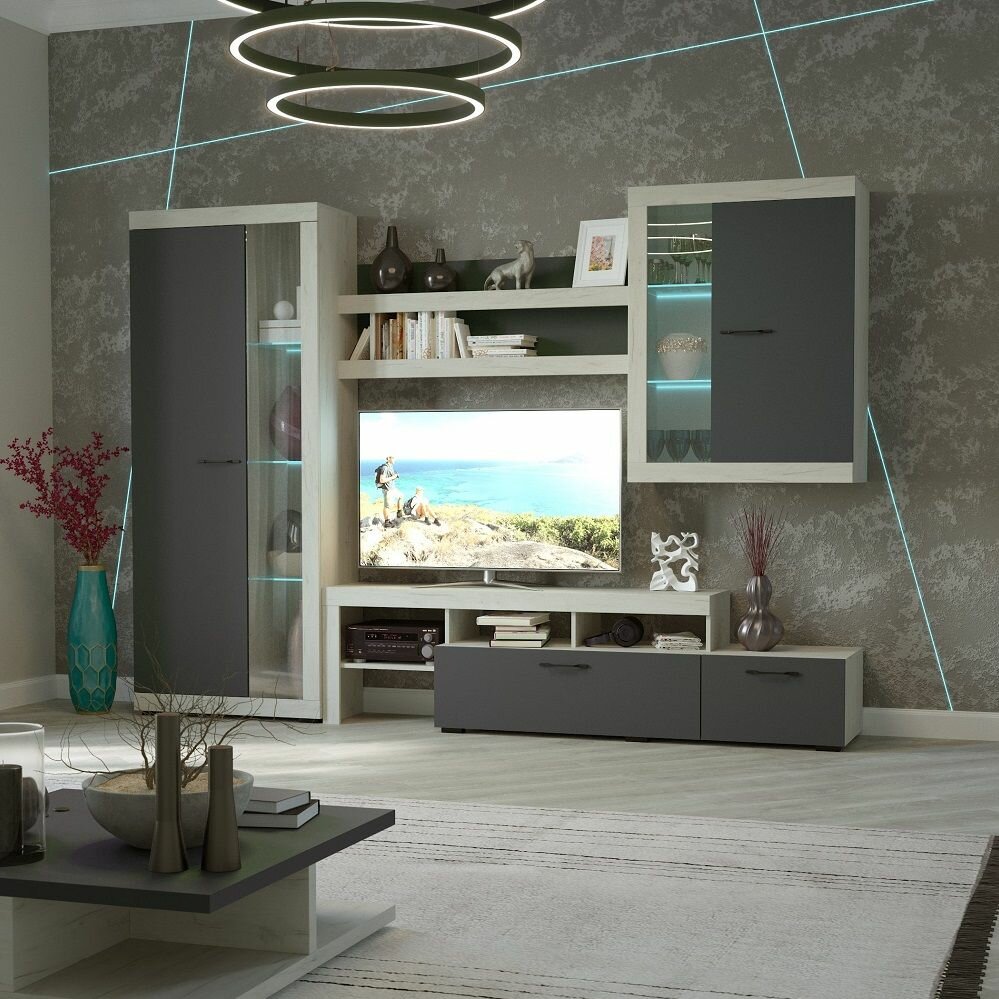 Гостиная "соната" исп. 3 (Дуб Крафт белый/Антрацит)