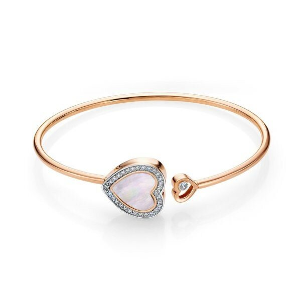 Браслет, красное золото, 585 проба, фианит, перламутр