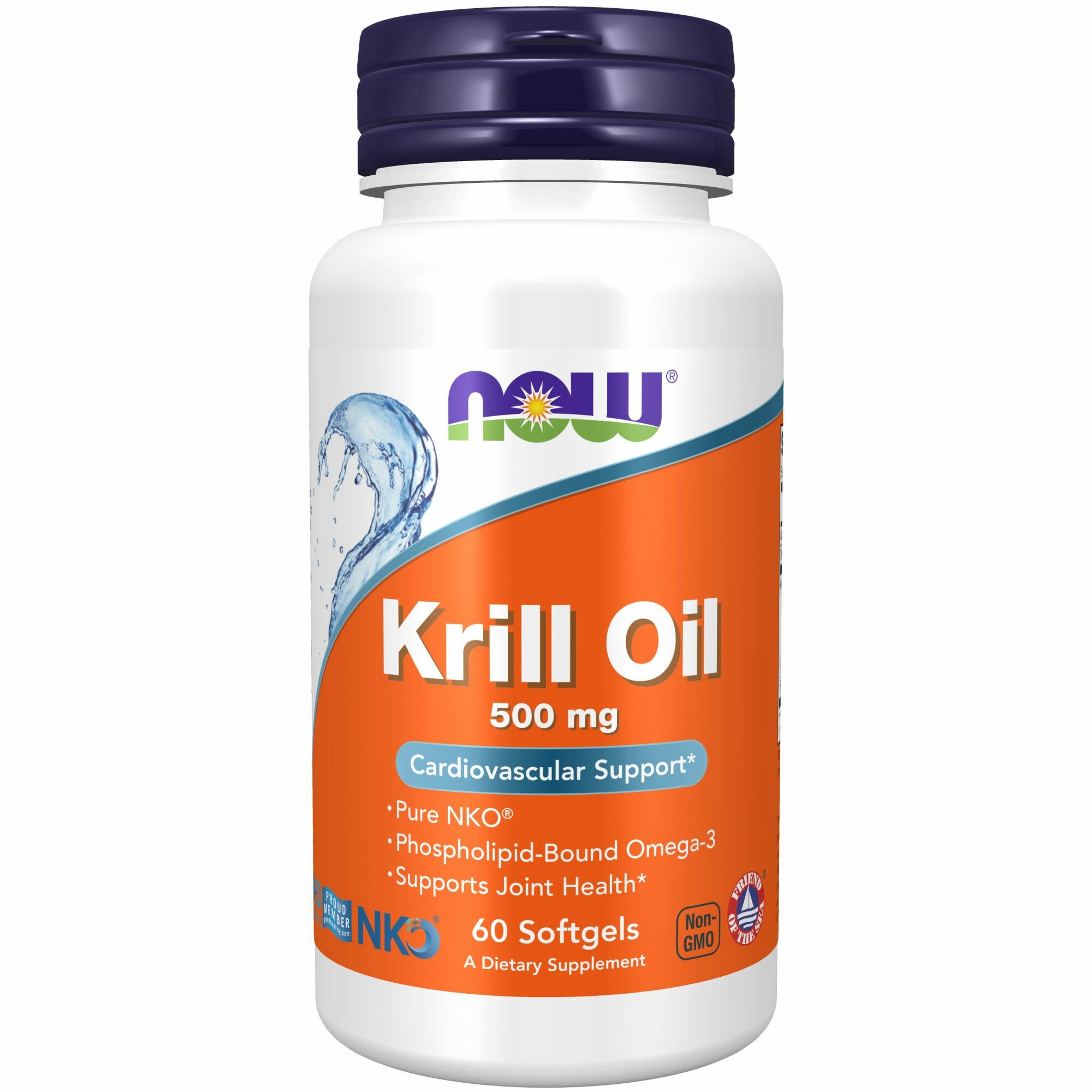 NOW Krill Oil 500 mg, масло криля, Омега-3 жирные кислоты, 60 капсул