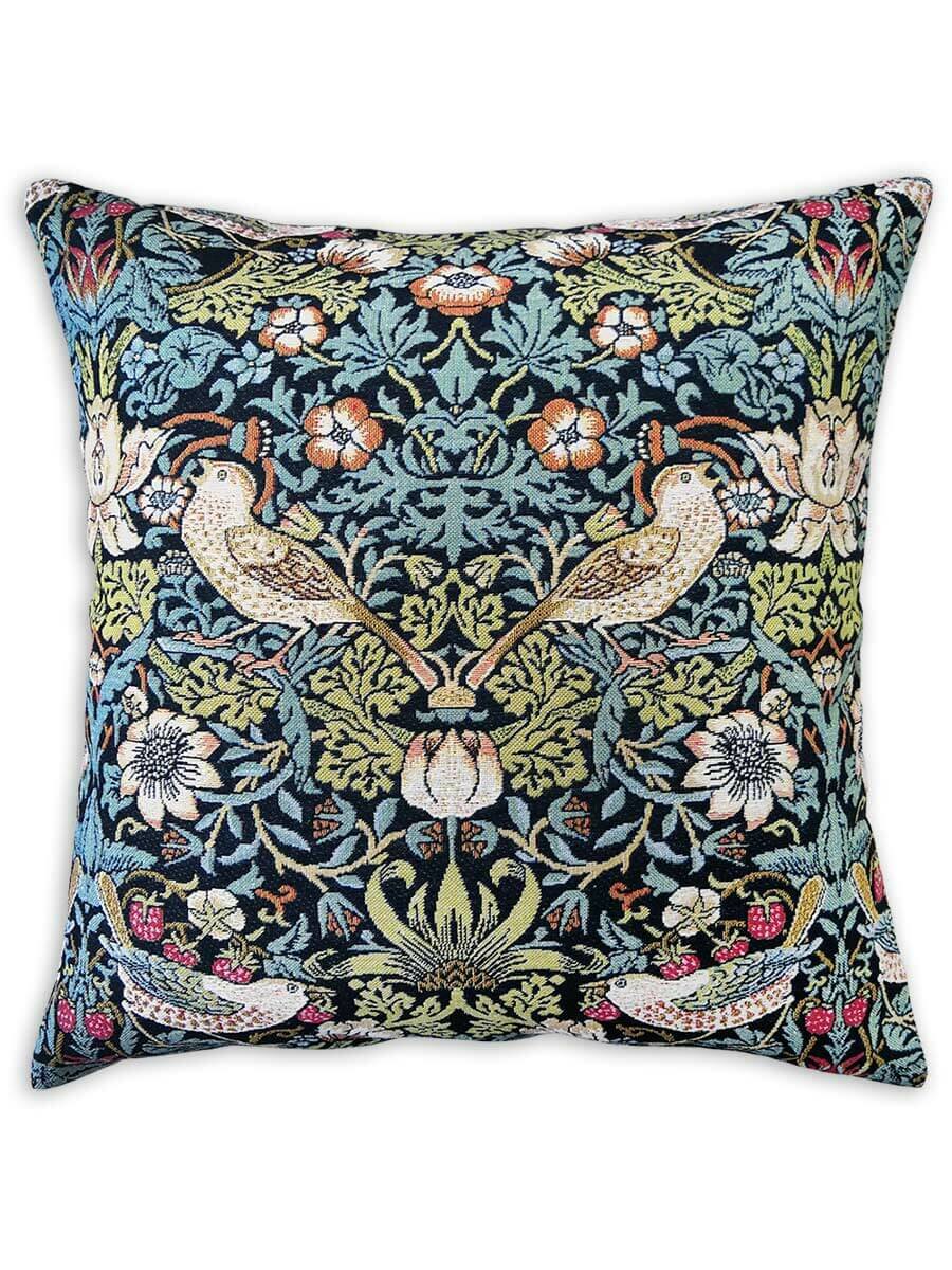 Подушка декоративная из гобелена Земляничный воришка Бирюза, 45х45см, наволочка с молнией