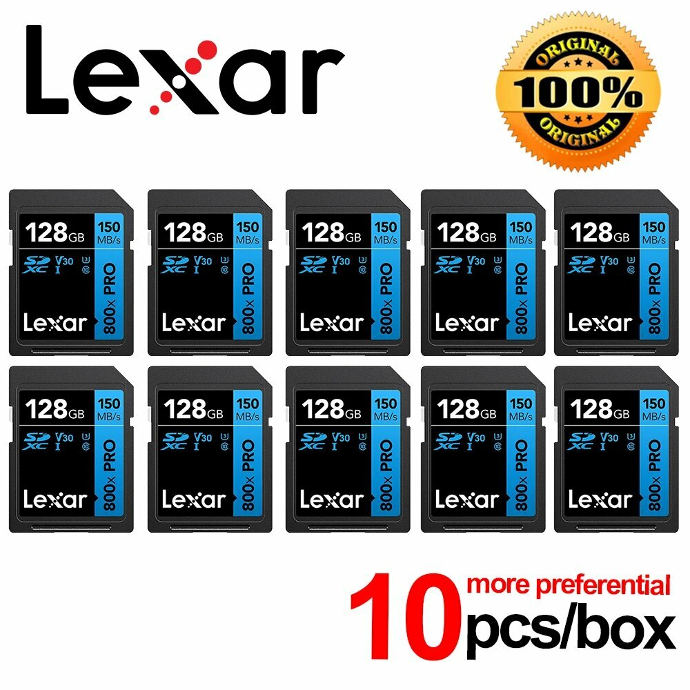 Lexar 128GB 800X Pro SD карта памяти (10 шт)