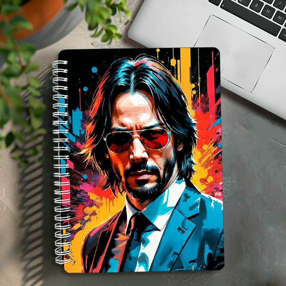 Блокнот деревянный Wood-Book, а5, с принтом в клетку а5 подарочный, Джон Уик