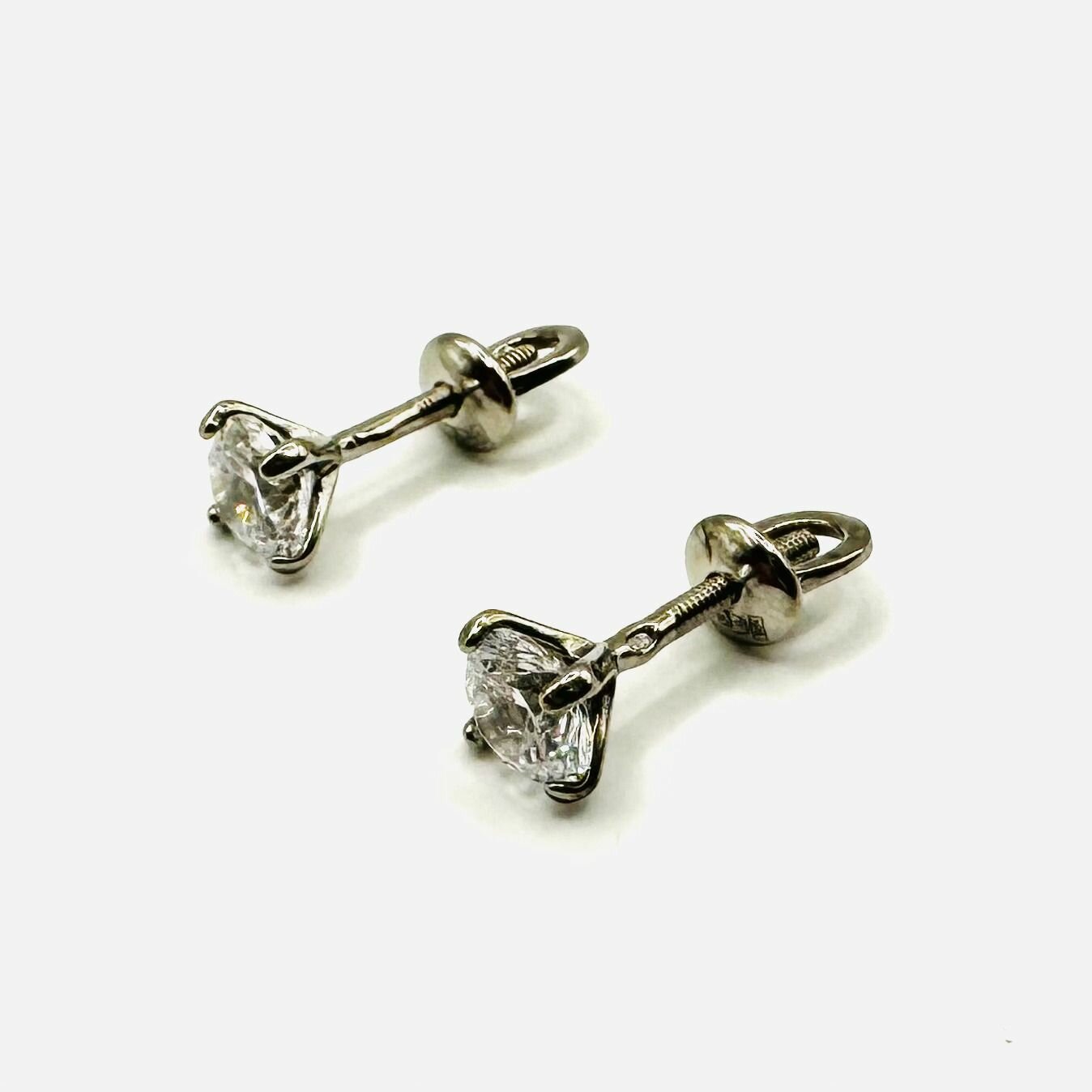 Серьги пусеты, серебро, 925 проба, родирование, фианит