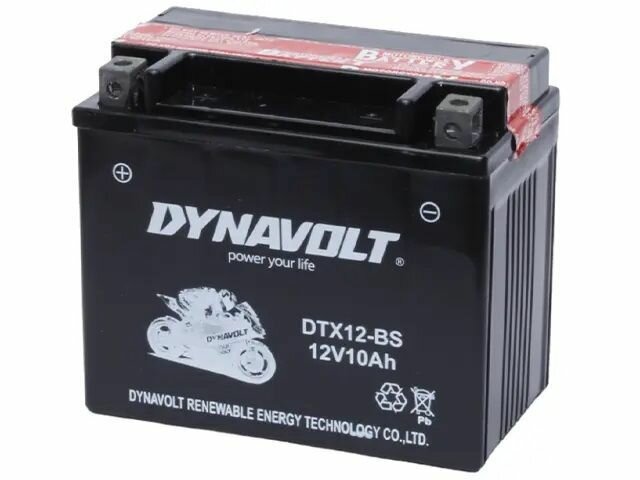 Аккумулятор мото Dynavolt AGM DTX12-BS 10Ah 160A ПП (YTX12-BS) 150х87х130 мотоцикла
