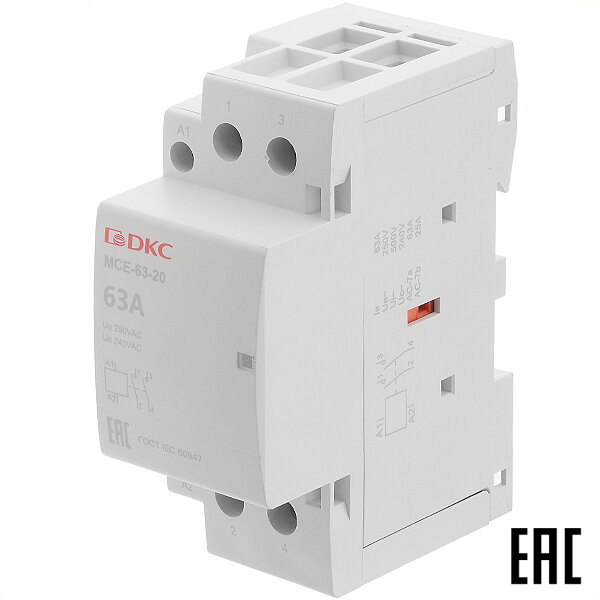 Контактор модульный 63А 240В 2з на Din-рейку MCE-63-20-A240 ДКС