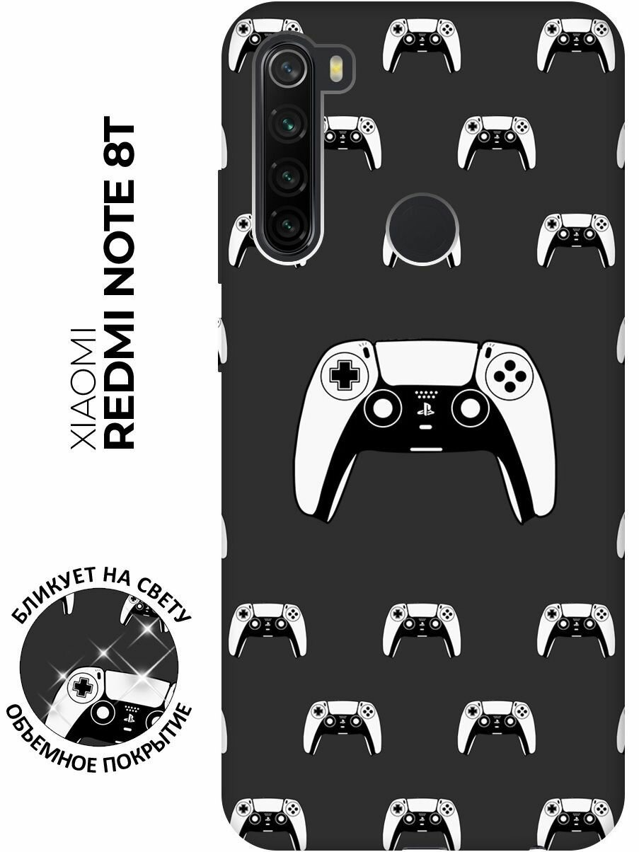 Матовый чехол Controller Pattern для Xiaomi Redmi Note 8T / Сяоми Редми Ноут 8Т с 3D эффектом черный