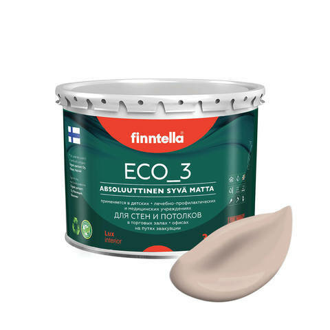 Краска интерьерная глубокоматовая ECO_3 wash and clean FINNTELLA моющаяся, цвет KERMA, 2,7л