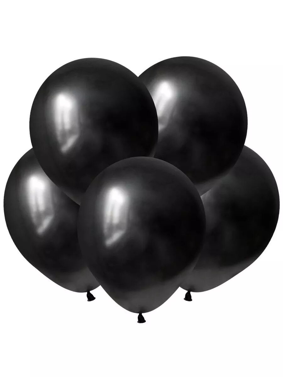 Черный, Зеркальные шары / Mirror Black, латексный шар (12"/30 см ) 50 шт. / Веселый праздник