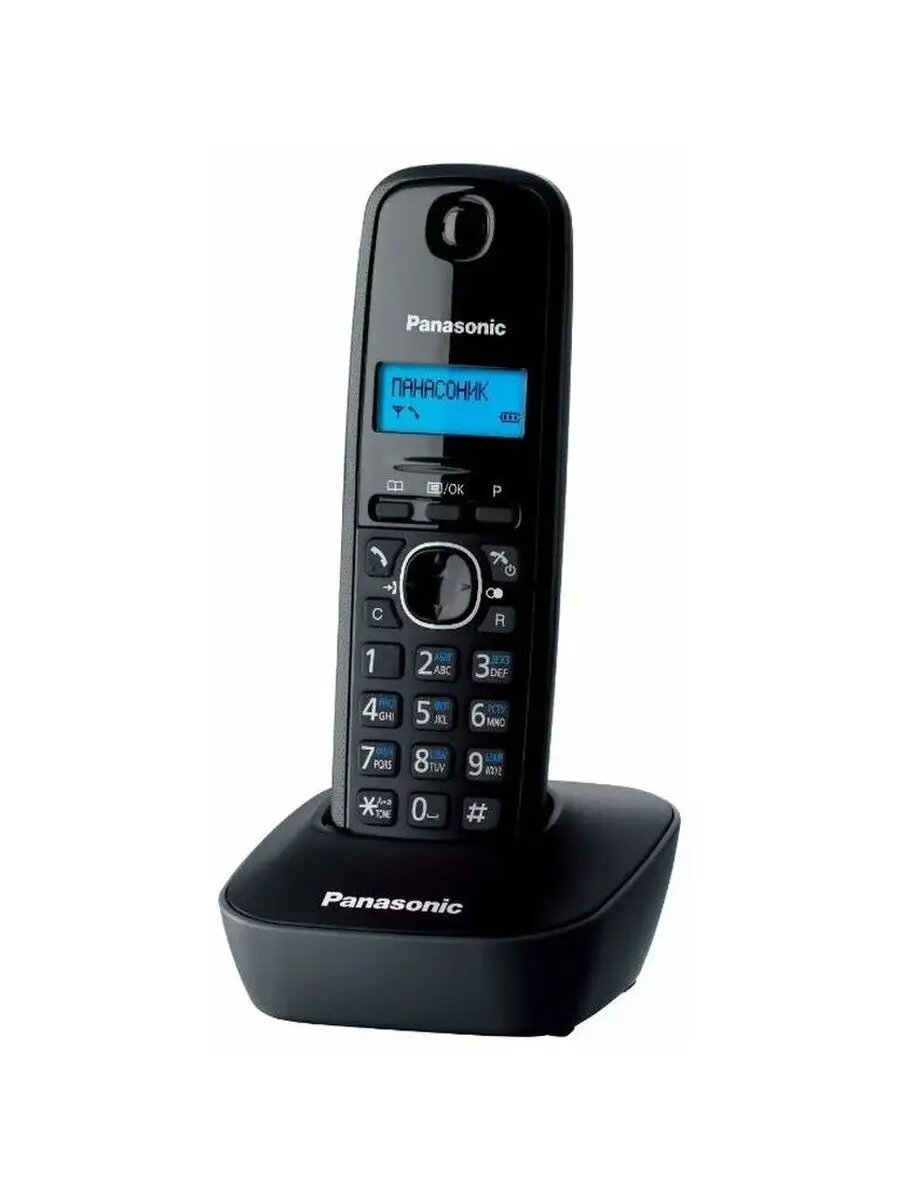 Радиотелефон Panasonic KX-TG1611RUH черый, монохромный дисплей, AON/Caller ID