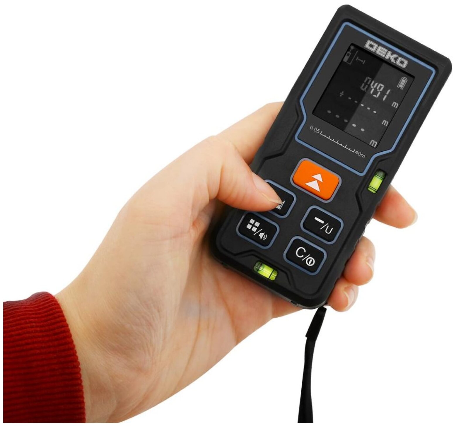 Лазерный дальномер DEKO GLE-40, 40 метров, точность ± 2мм, черный/синий