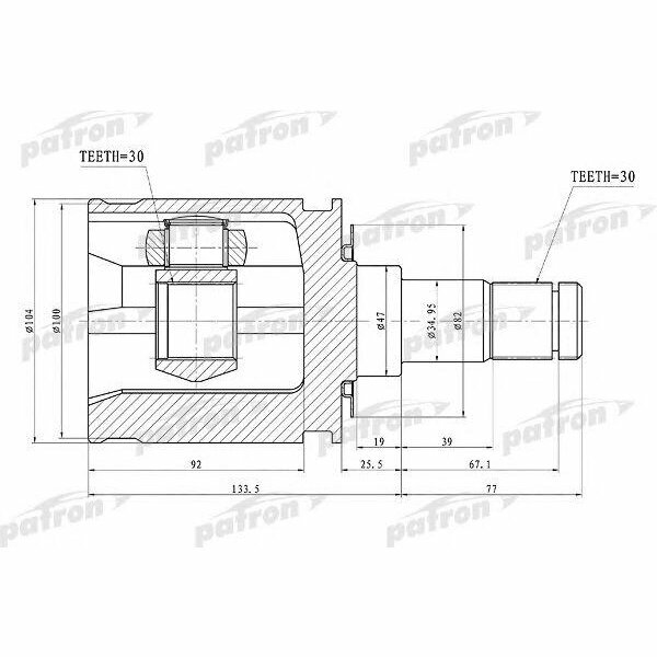Ремкомплект шруса внутренний для автомобиля Toyota, PATRON PCV1448 (1 шт.)