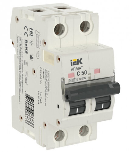 Автоматический выключатель Iek 2п C 50А M06N ARMAT, AR-M06N-2-C050