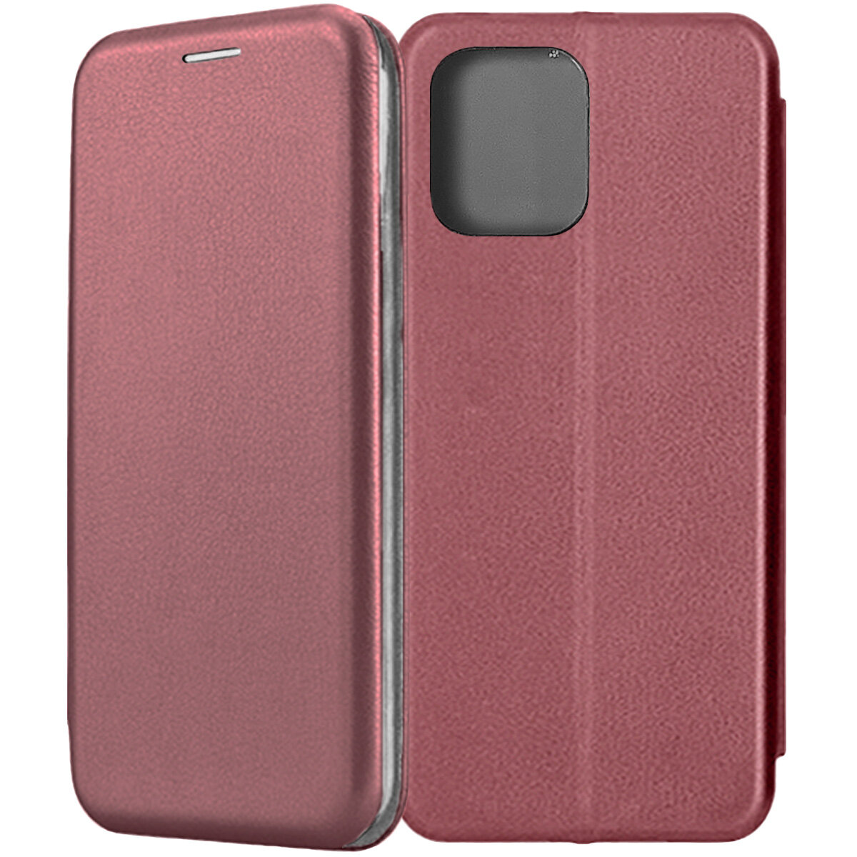 Чехол-книжка для Redmi 12 темно-красный / подставка, отделение для карт