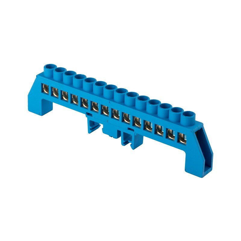 Шина нулевая 8х12мм 125А 14 отверстий нейлоновый корпус на DIN-рейку латунь PROxima EKF (sn0-125-14-dn), цена за 1 шт