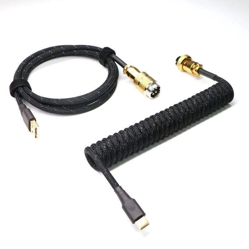 Кабель USB-Type-C/Micro/Mini USB витой, с двойной оплеткой из паракорда и ПЭТ, Type-C, as the photo