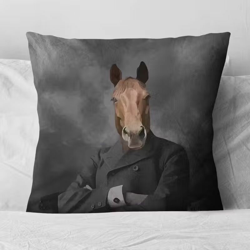 Подушка декоративная Конь Живопись 40х40 велюр