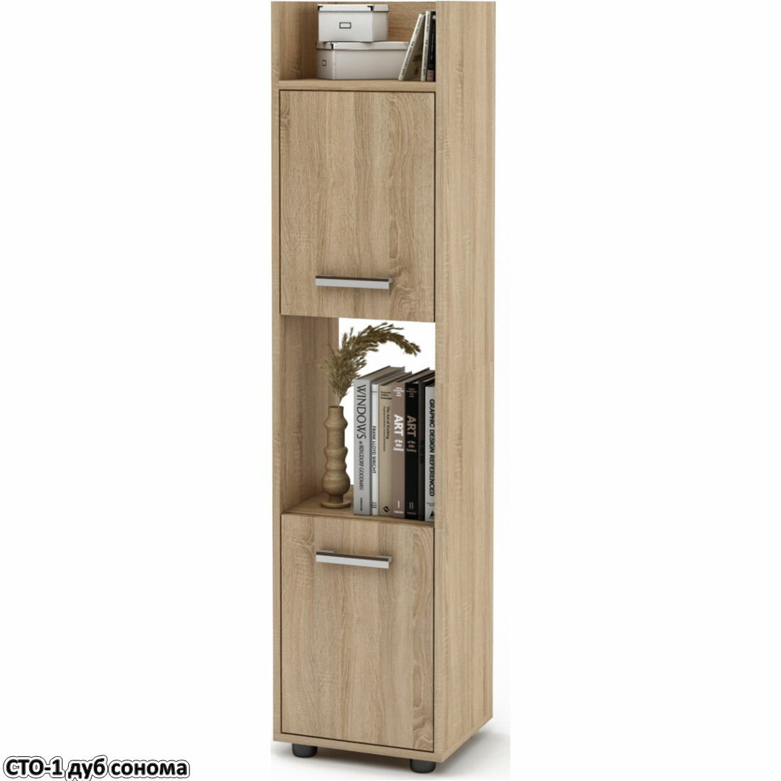 Стеллаж Остин-1 Дуб-сонома, ЛДСП, МФ Владимир VMF, 35х145,3х30 см.