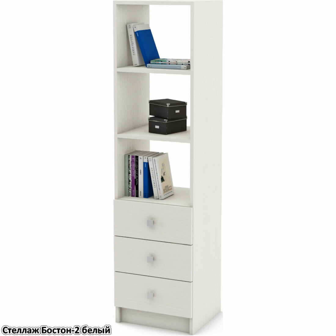Стеллаж Бостон-2 Белый, ЛДСП, МФ Владимир VMF, 40х152,8х38 см.