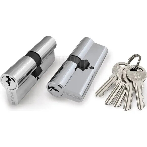 Цилиндровый механизм (личинка для корпусов замков, входных и межкомнатных) Fuaro (Китай) ключ-ключ серии 100 Z хром 30/30