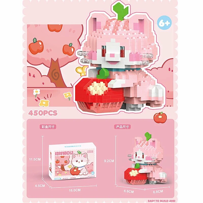 Строительные блоки Lucky Cat Розовый, w1210